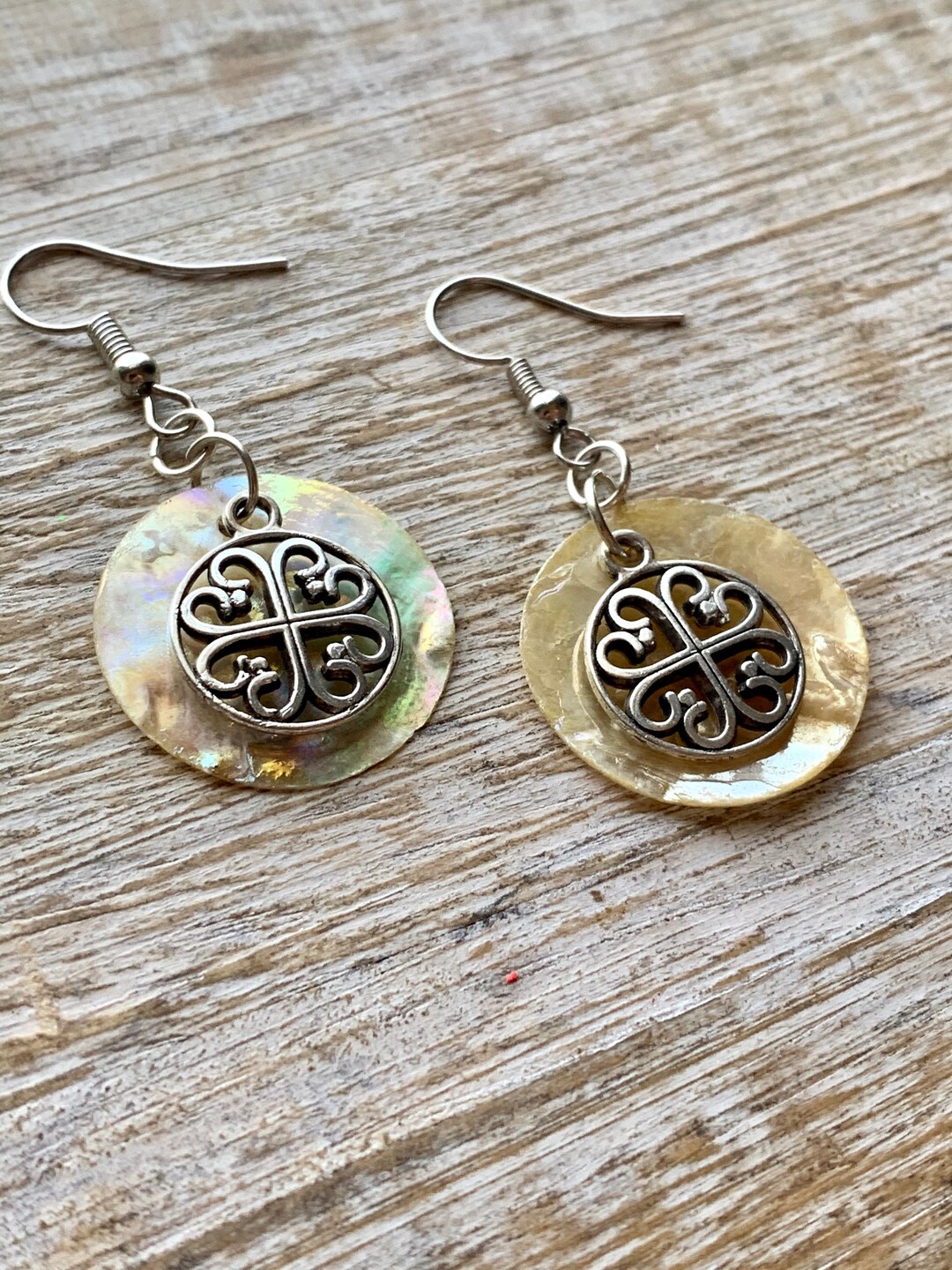 Celtic Natural Shell Charm Earrings Drop Celtic Jewelry Yellow ...