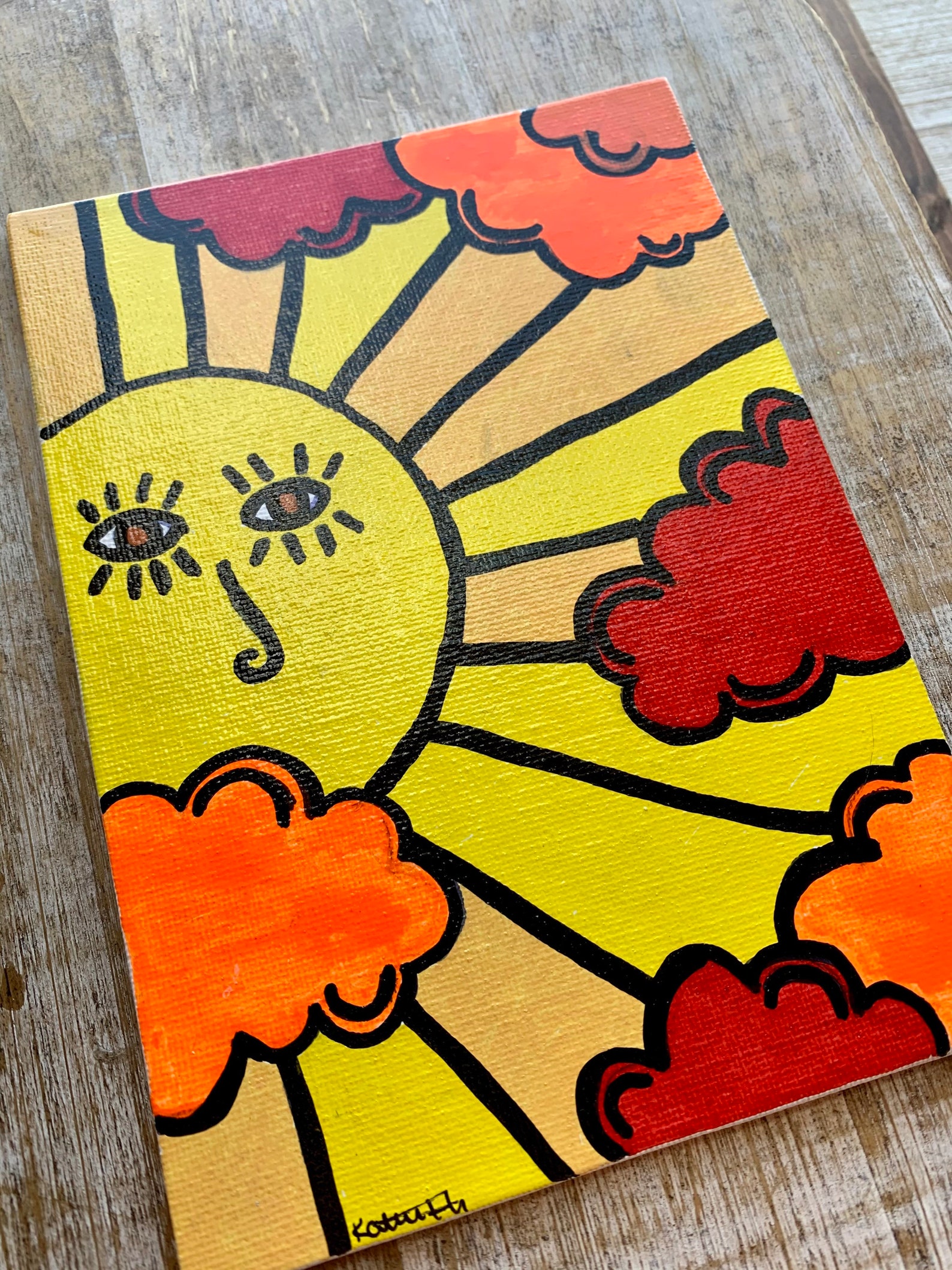 Trippy Sun Painting Acrylic Mod Painting Sun With Eyes Paint - Etsy