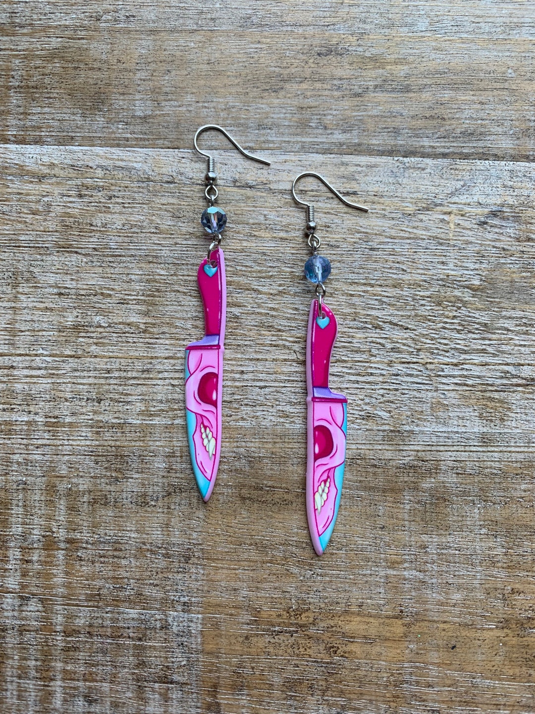 Pastel Goth Earrings Kawaii Knife Pink Skull Halloween Knife Gothabilly ...