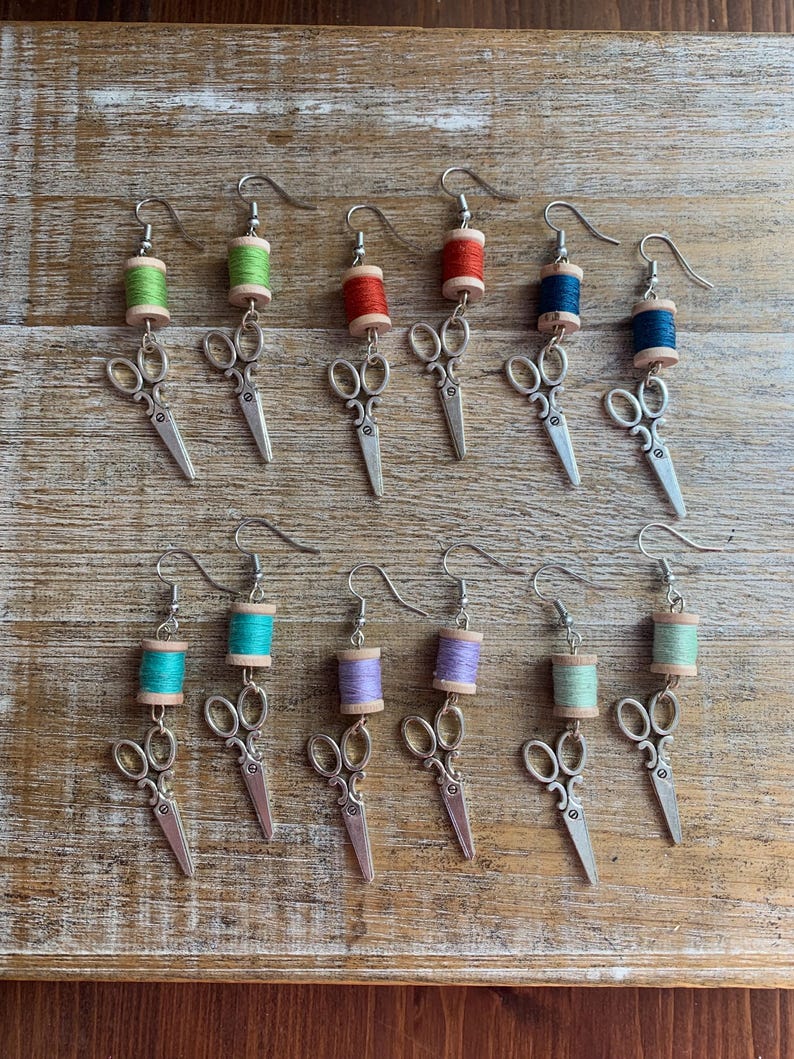 Sewing Thread Earrings Sew Mini Thread Spool Dangle Earrings Sewing ...
