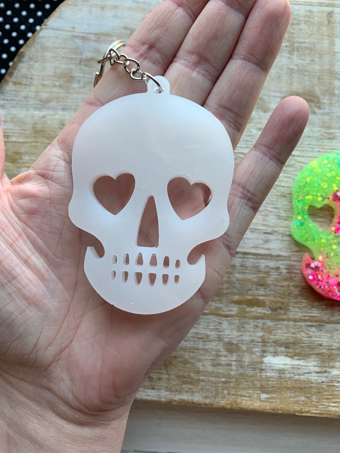 Skull Keychain Sugar Skull Keychain Sugar Skull Resin Skull - Etsy