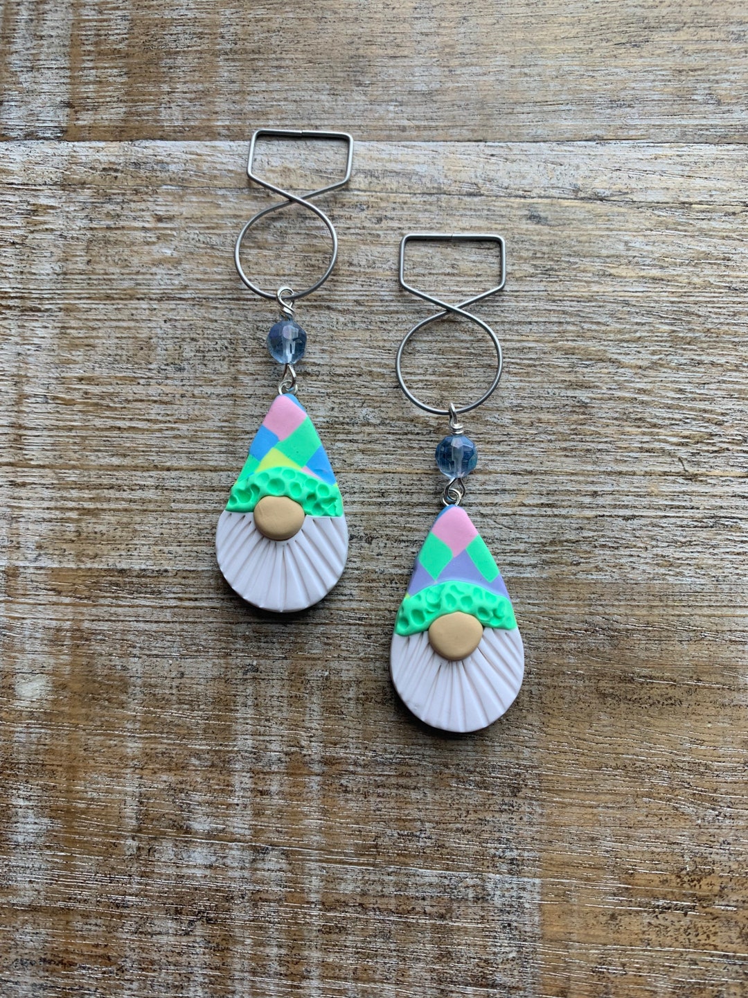 Gnome Easter Tunnel Gauge Earrings Clay Gnome Ear Weights Green Pastel ...
