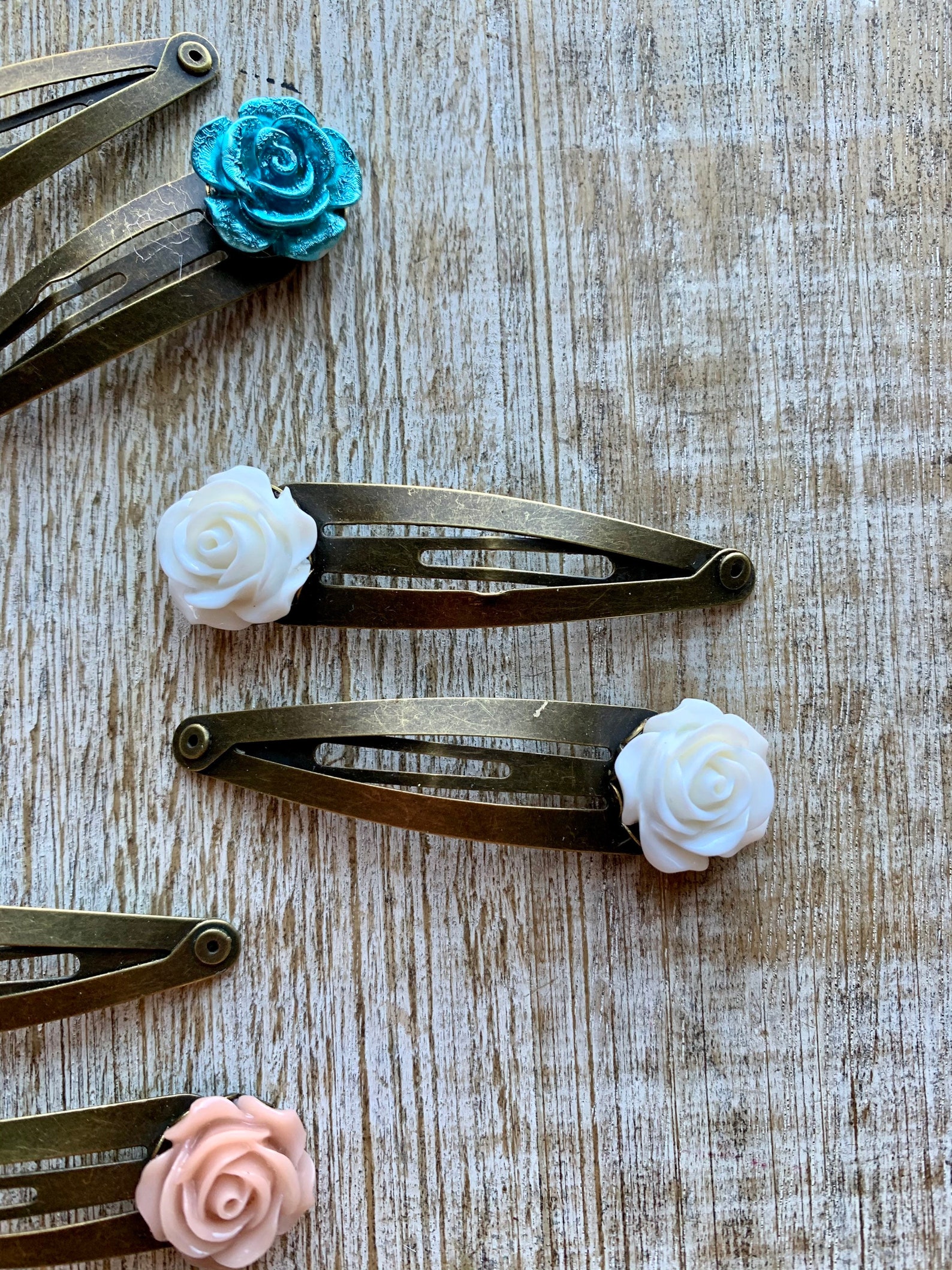 Rose Hair Barrette Clips Rose Barrettes Bronze Hair Clips Rose Hair ...