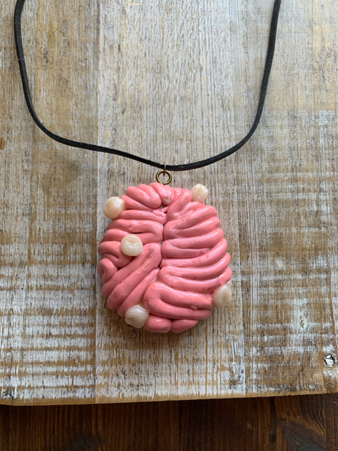 Brain Necklace Odd Teeth Brainy Polymer Clay Necklace Brain Weirdcore ...