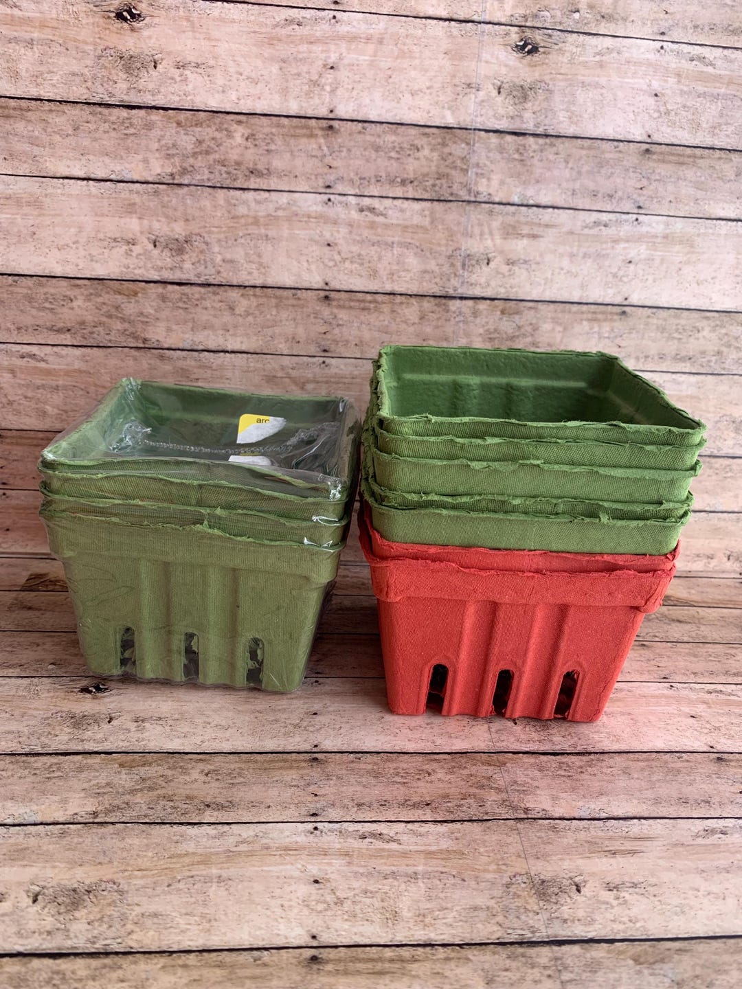 Easter Berry Baskets BUNDLE of 11 Gift Set Egg Paper Colored Green ...