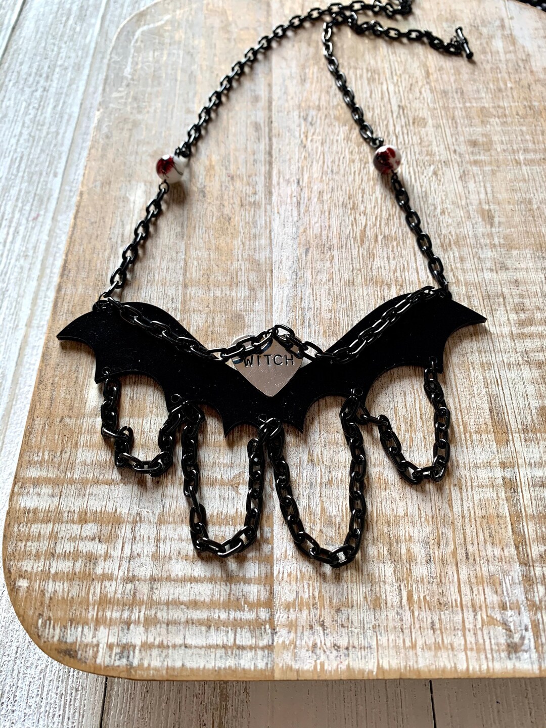 Bat Wing Necklace Witch Gothic Black Bats Laser Cut Acrylic Black ...