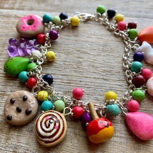 Kawaii Food Charm Bracelet Donut Junk Food Bracelet Clay Charm Bracelet ...