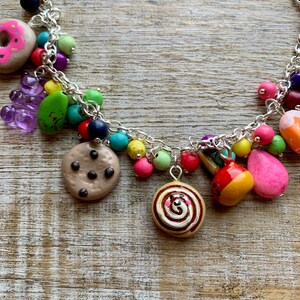 Kawaii Food Charm Bracelet Donut Junk Food Bracelet Clay Charm Bracelet ...