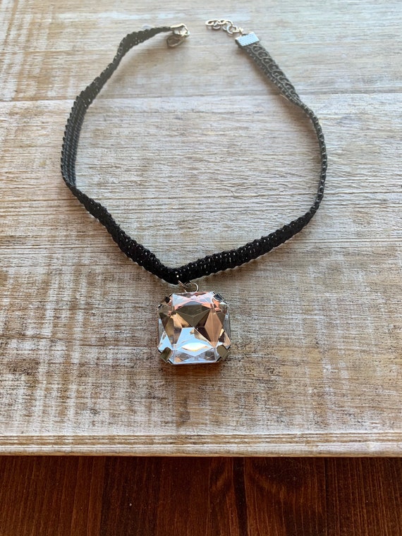 Bling Choker Necklace Gothic Bling Necklace Crystal Pendant | Etsy