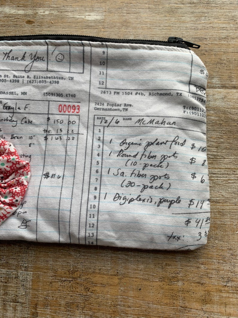 Thank You Receipts Wallet Handwritten Receipt Pouch Zippered Wallet Bag ...