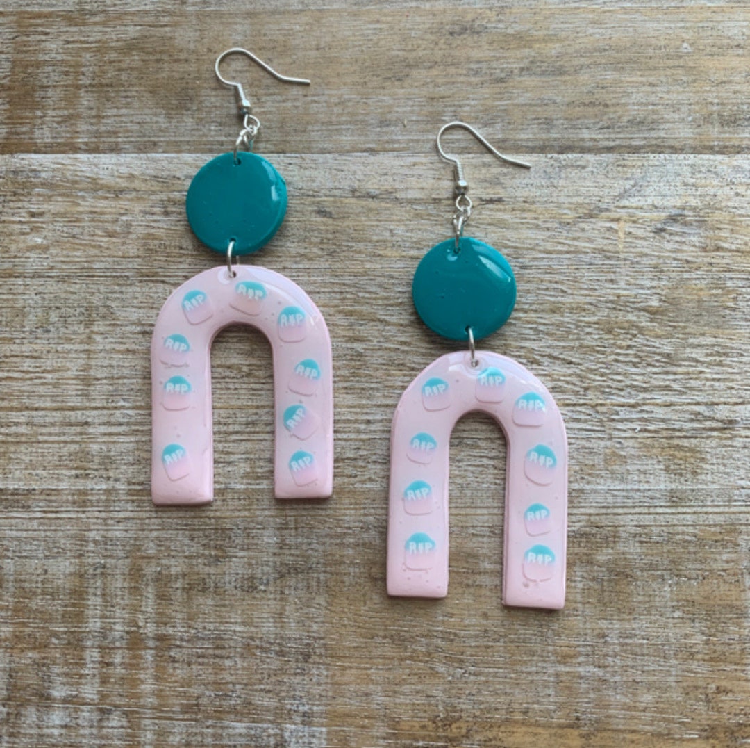 Pastel Goth Earrings Kawaii RIP Tombstone Pastel Arch Clay Rest in ...