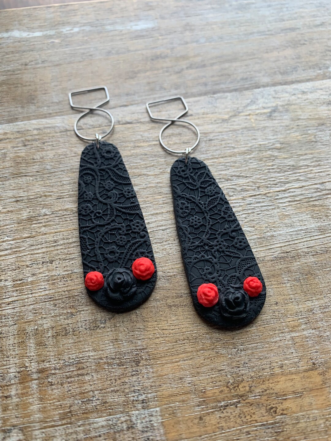 Gothic Rose Tunnel Gauge Earrings Gothic Dark Romantic Tunnel Dangle ...