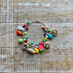 Kawaii Food Charm Bracelet Donut Junk Food Bracelet Clay Charm Bracelet ...