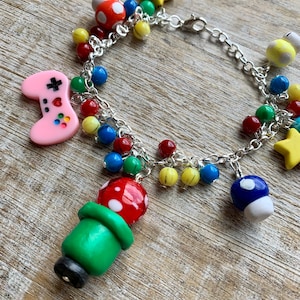 Video Game Charm Bracelet Gamer Bracelet Clay Charm Bracelet Video Game ...
