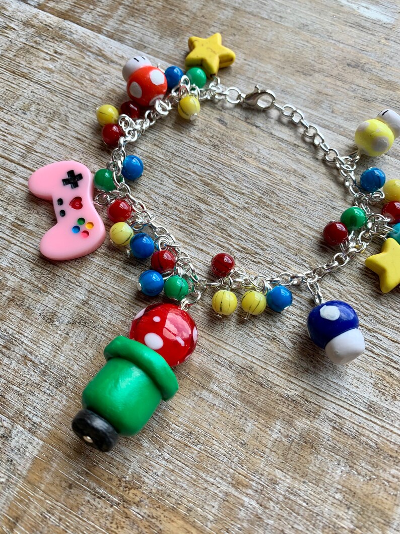 Video Game Charm Bracelet Gamer Bracelet Clay Charm Bracelet Video Game ...
