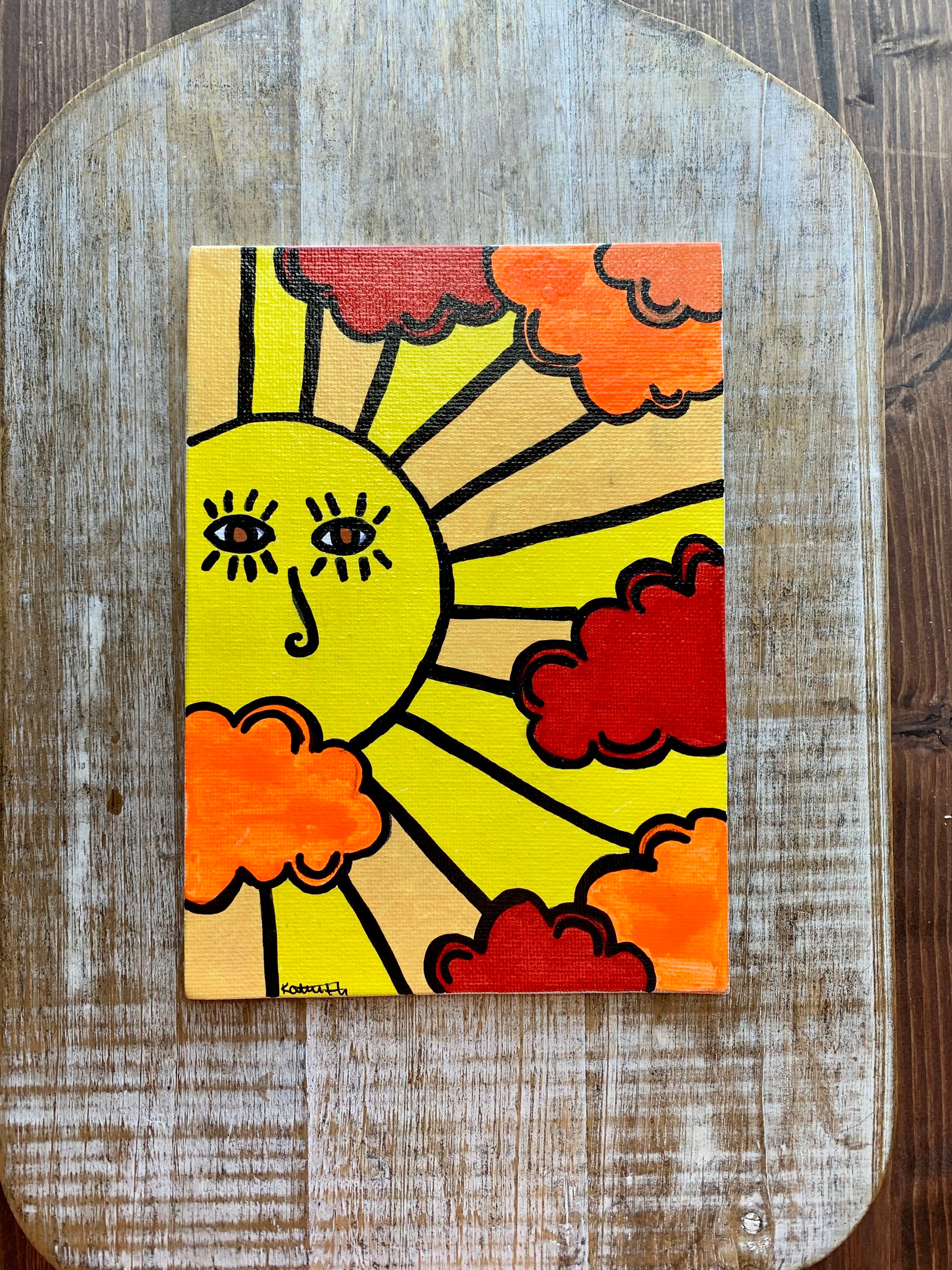 Trippy Sun Painting Acrylic Mod Painting Sun With Eyes Paint - Etsy