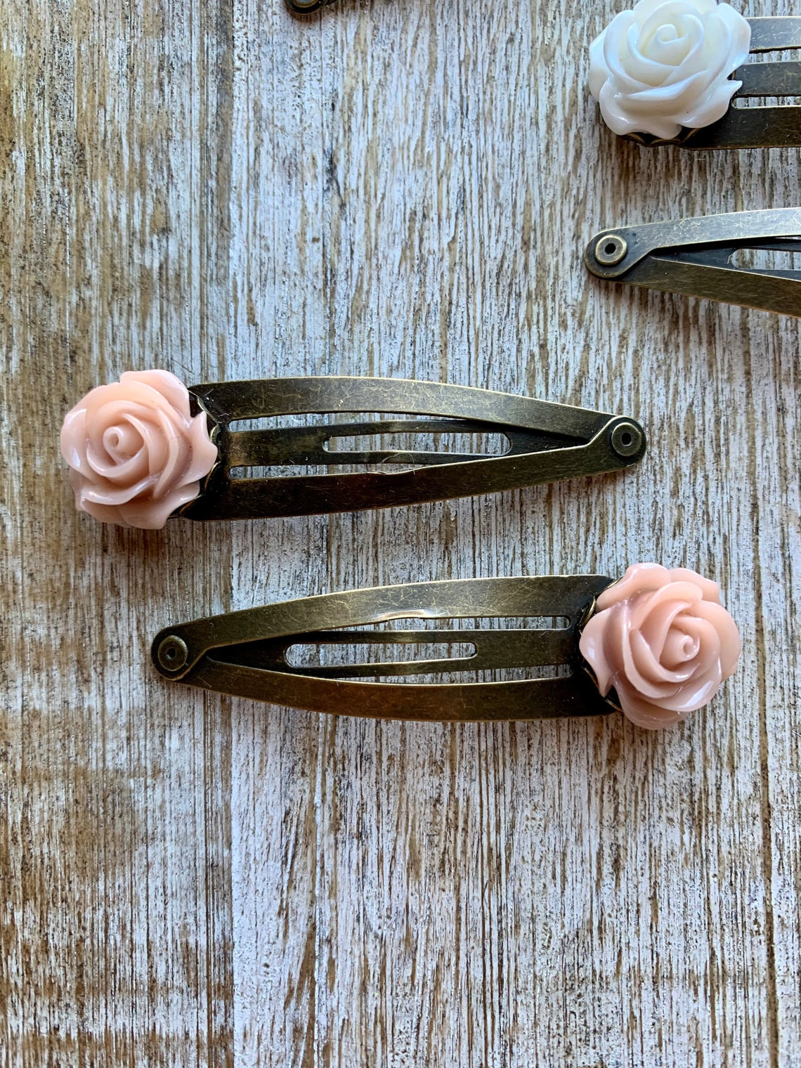 Rose Hair Barrette Clips Rose Barrettes Bronze Hair Clips Rose Hair ...