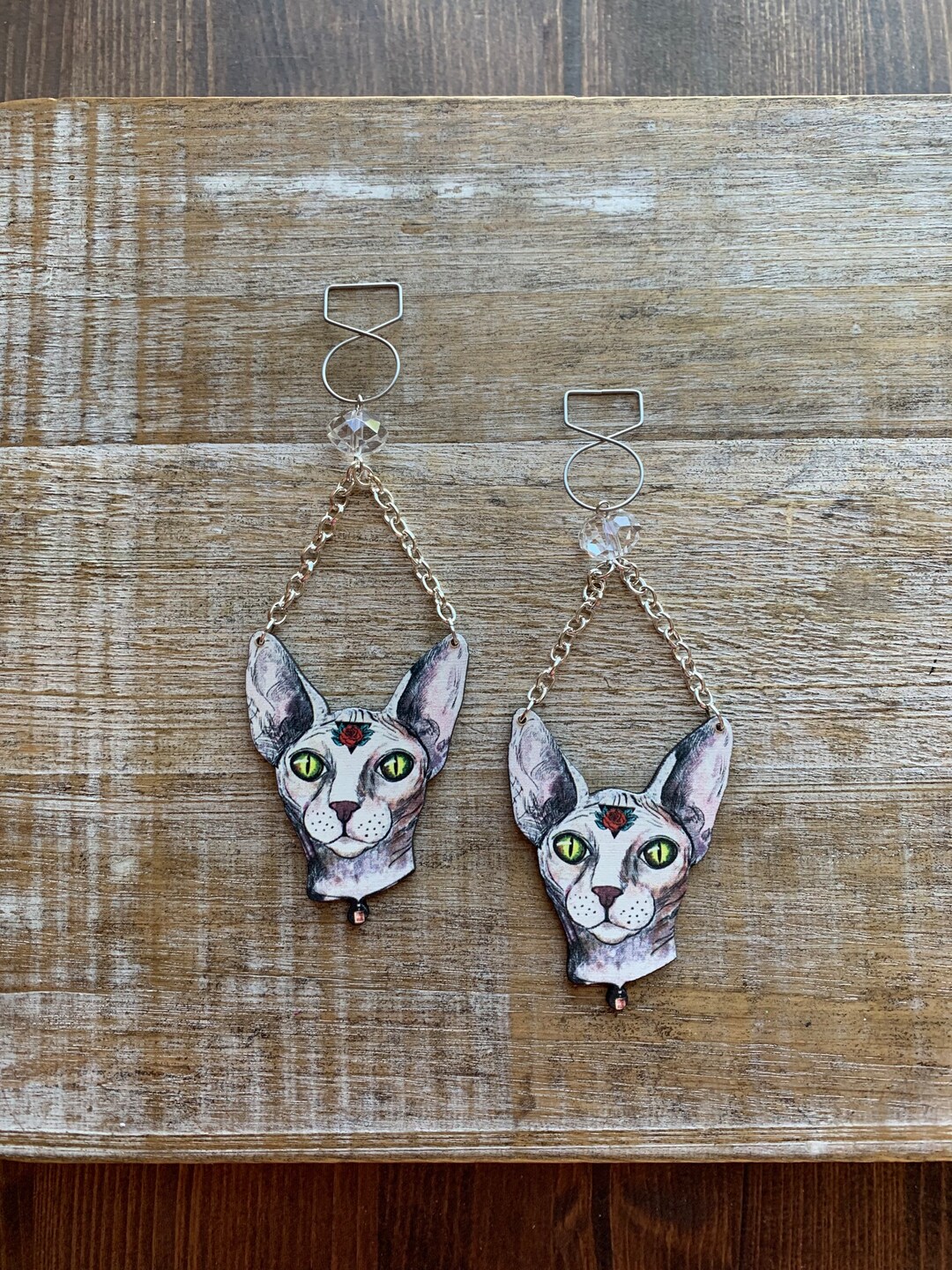 Sphinx Tunnel Gauge Earrings Cat Ear Weights Cat Wood Lightweight Cat ...