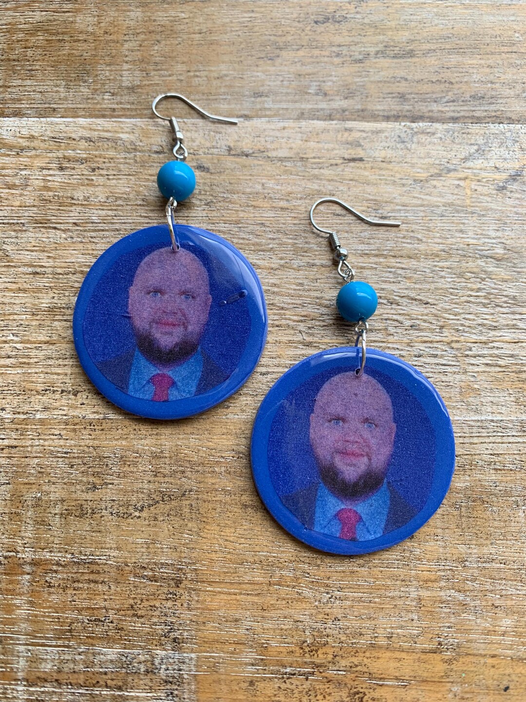 JD Vance Meme Earrings Art Deco Blue Liberal Ear Hangers Bald JD Vance ...