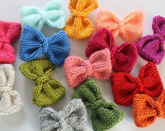 Knit hair bow | Etsy