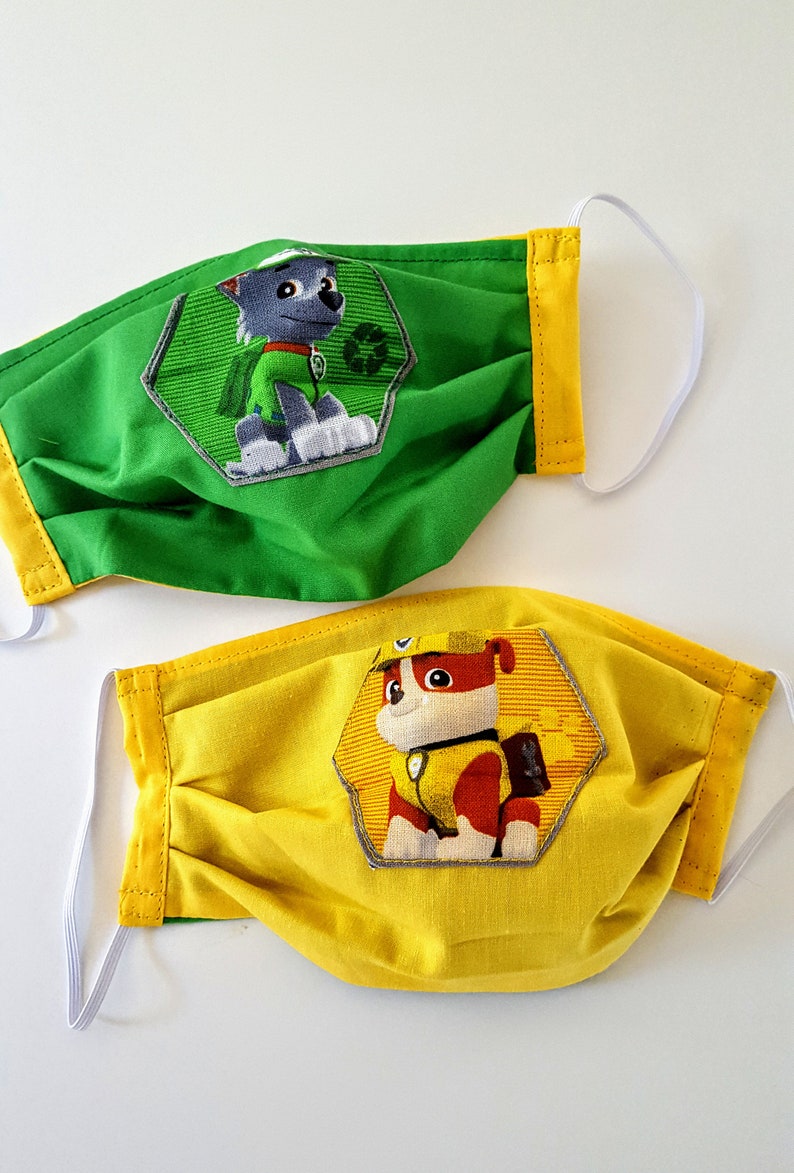 2 Paw Patrol Face Masks Marshall Chase Skye Rocky Rubble - Etsy