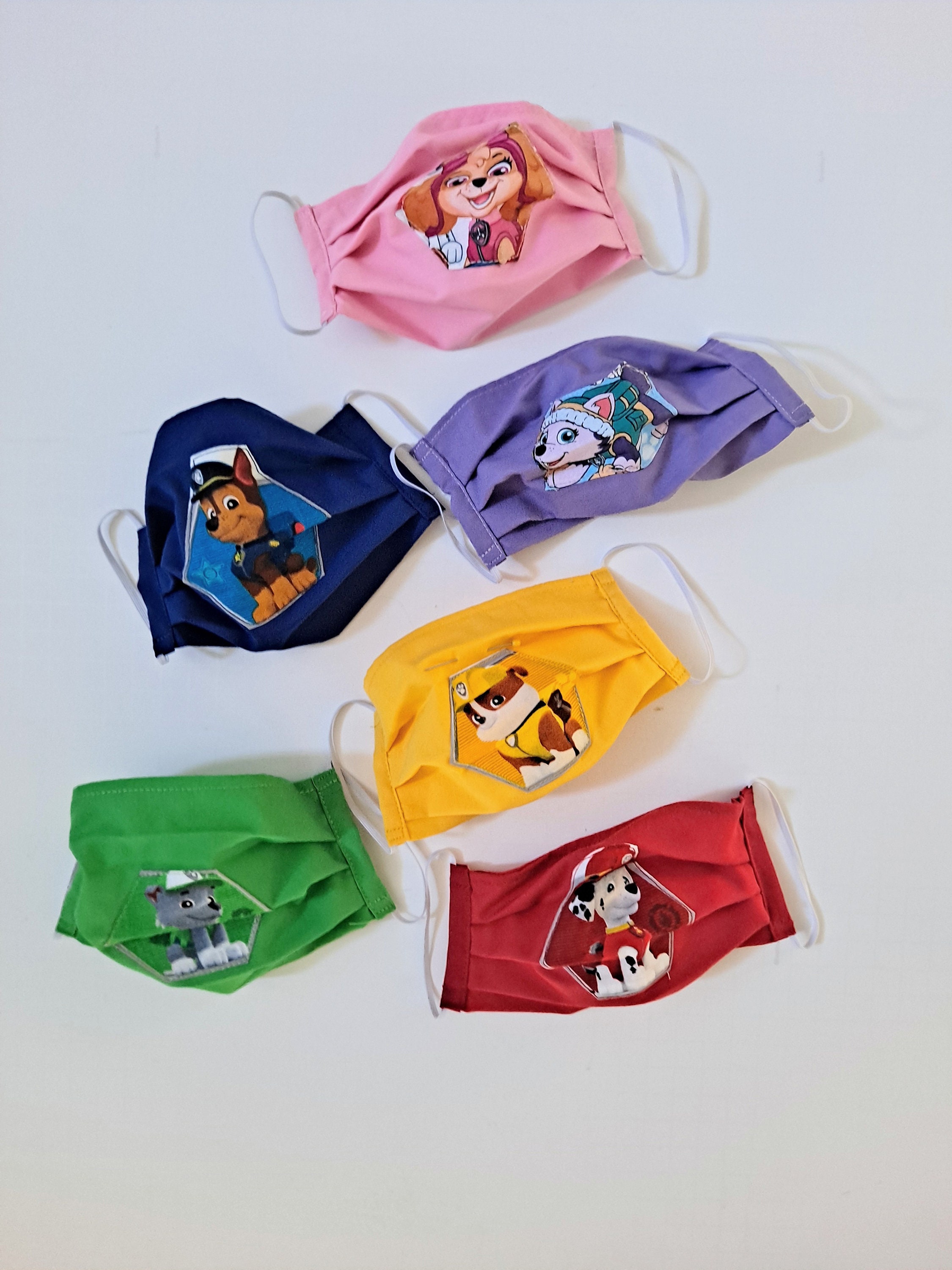 2 Paw Patrol Face Masks Marshall Chase Skye Rocky Rubble - Etsy