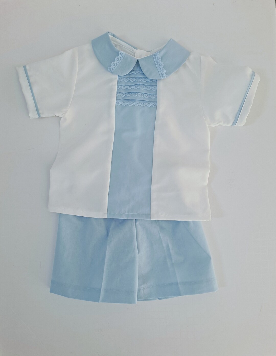 Elegant and Unique! Handmade Light Blue and off White Boy Outfit. - Etsy