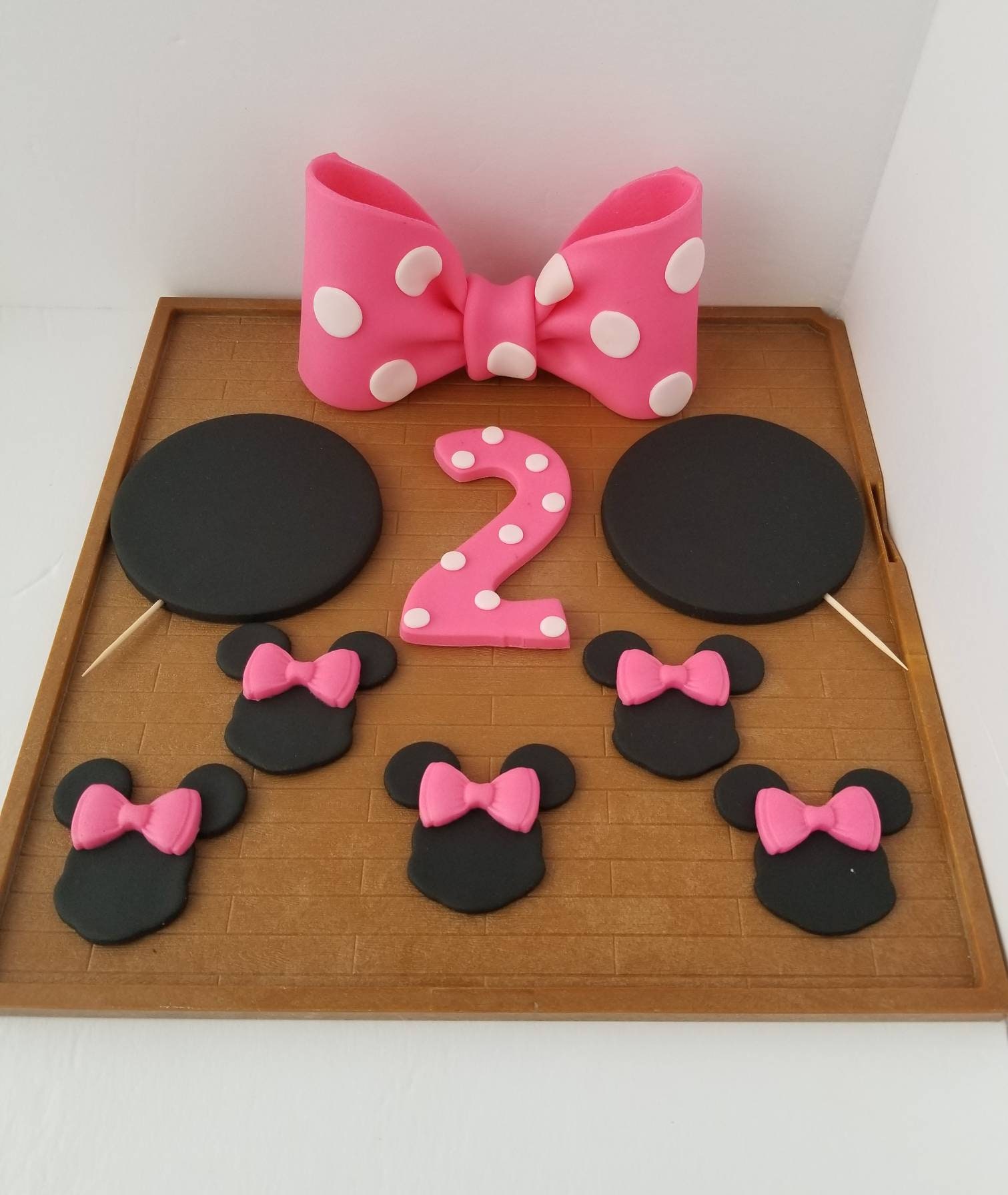 Edible Fondant Bow and Ears Cake Topper Hot Pink - Etsy