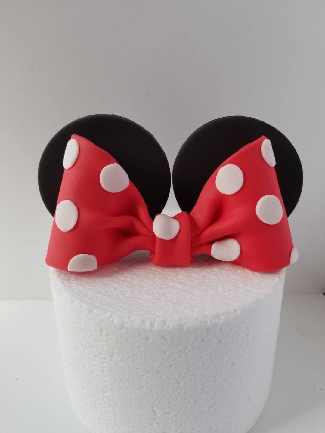 Edible Fondant Bow and Ears Cake Topper - Red - Etsy
