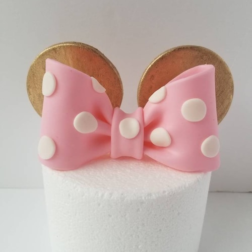 Edible Fondant Bow and Ears Cake Topper Red - Etsy