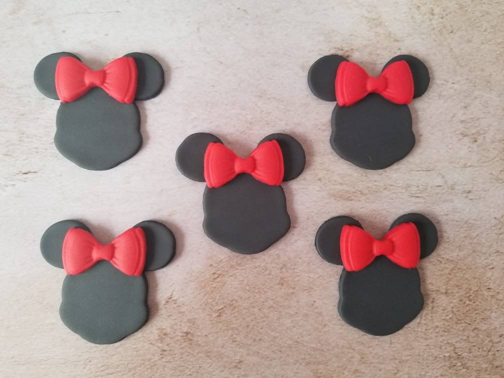 Edible Fondant Bow and Ears Cake Topper Red - Etsy