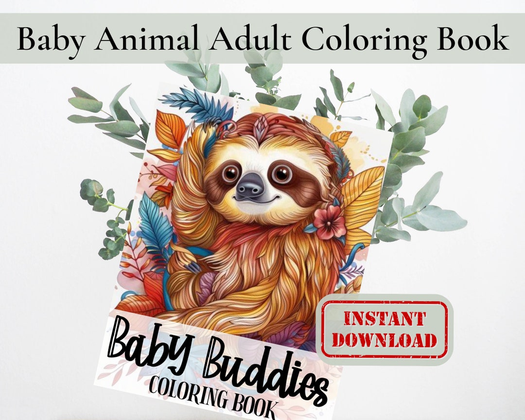 Baby Animal Adult Coloring Book Printable, Art Therapy, Stress Therapy ...