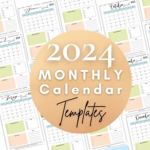 Dated 2024 Monthly Calendar Goal Setting Printable, Minimalist Monthly ...