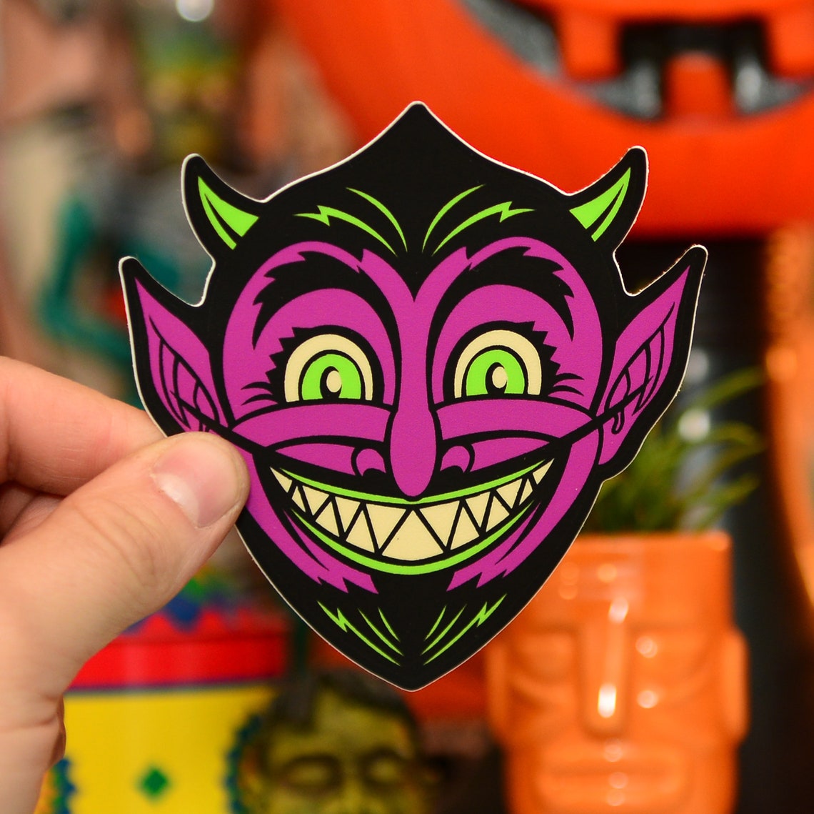 Retro Halloween Hooligan Devil Sticker | Etsy