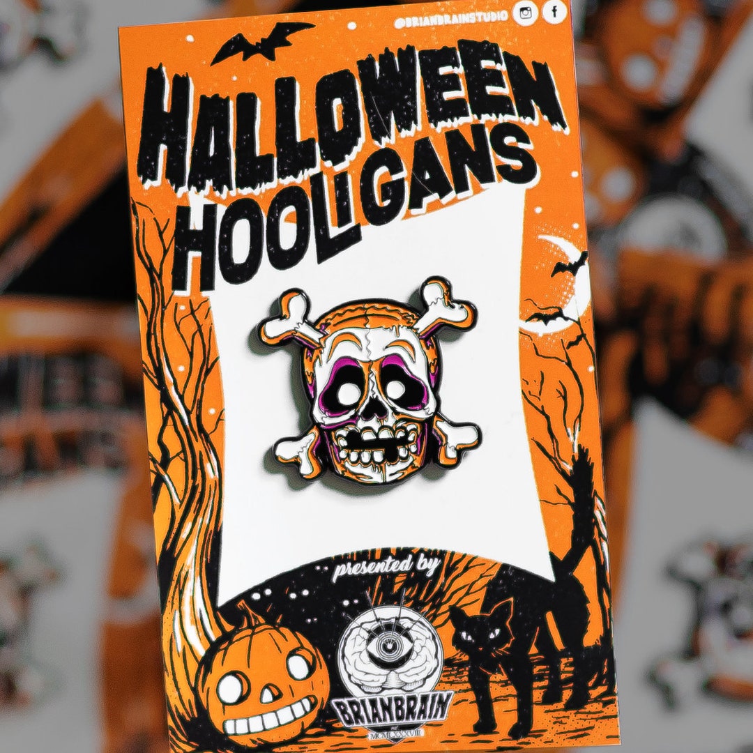 Bone Head Halloween Hooligan Enamel Pin - Etsy
