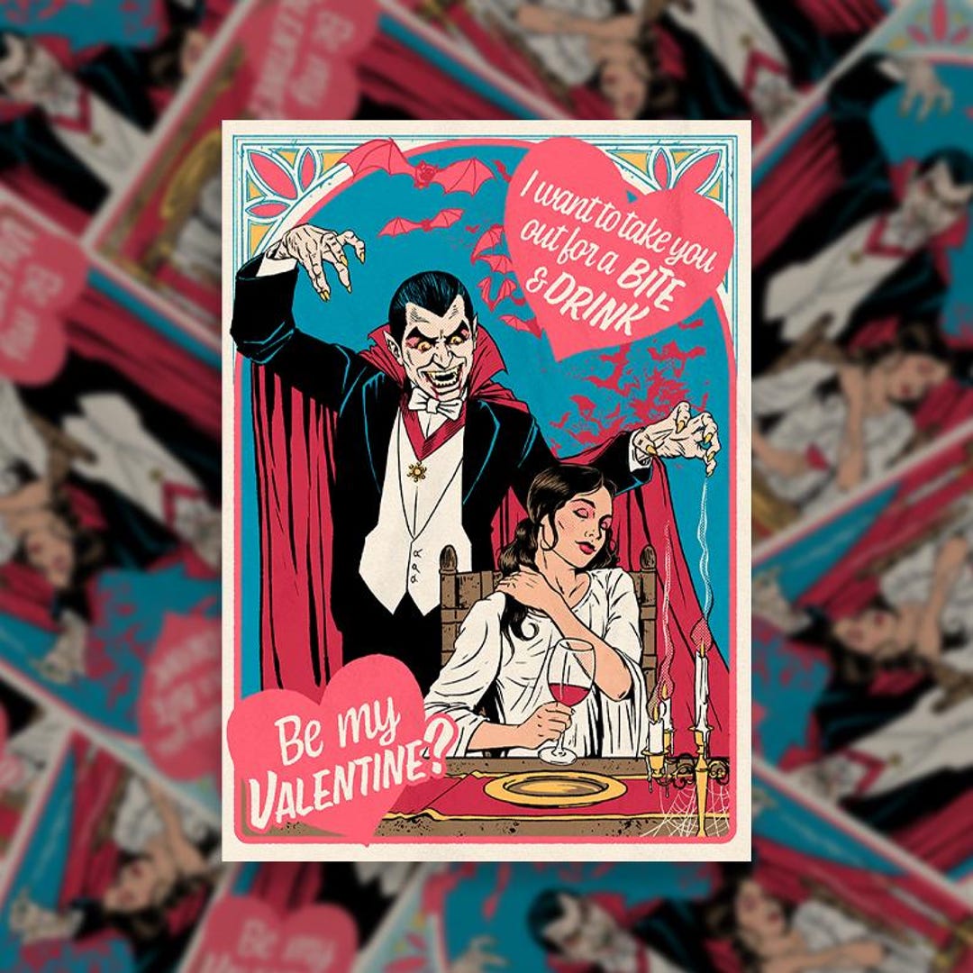 I Want to Take You Out Valentines Day Greeting Card Dracula / Vampire ...