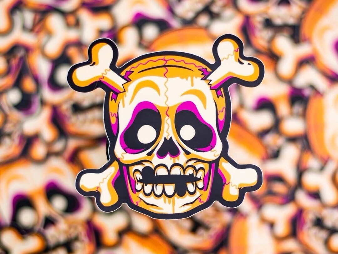 Retro Halloween Hooligan Bone Head Sticker - Etsy