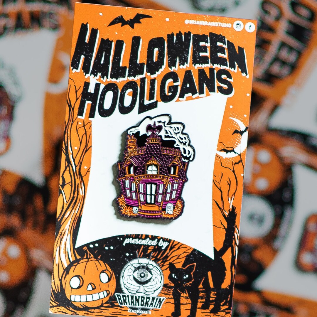 Haunted House Halloween Hooligan Enamel Pin - Etsy