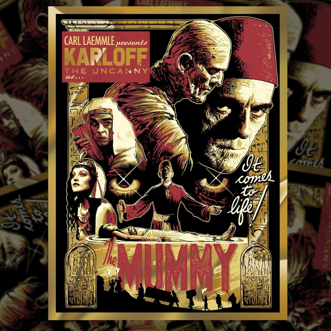The Mummy Gold Foil Screen Printed Poster - Etsy