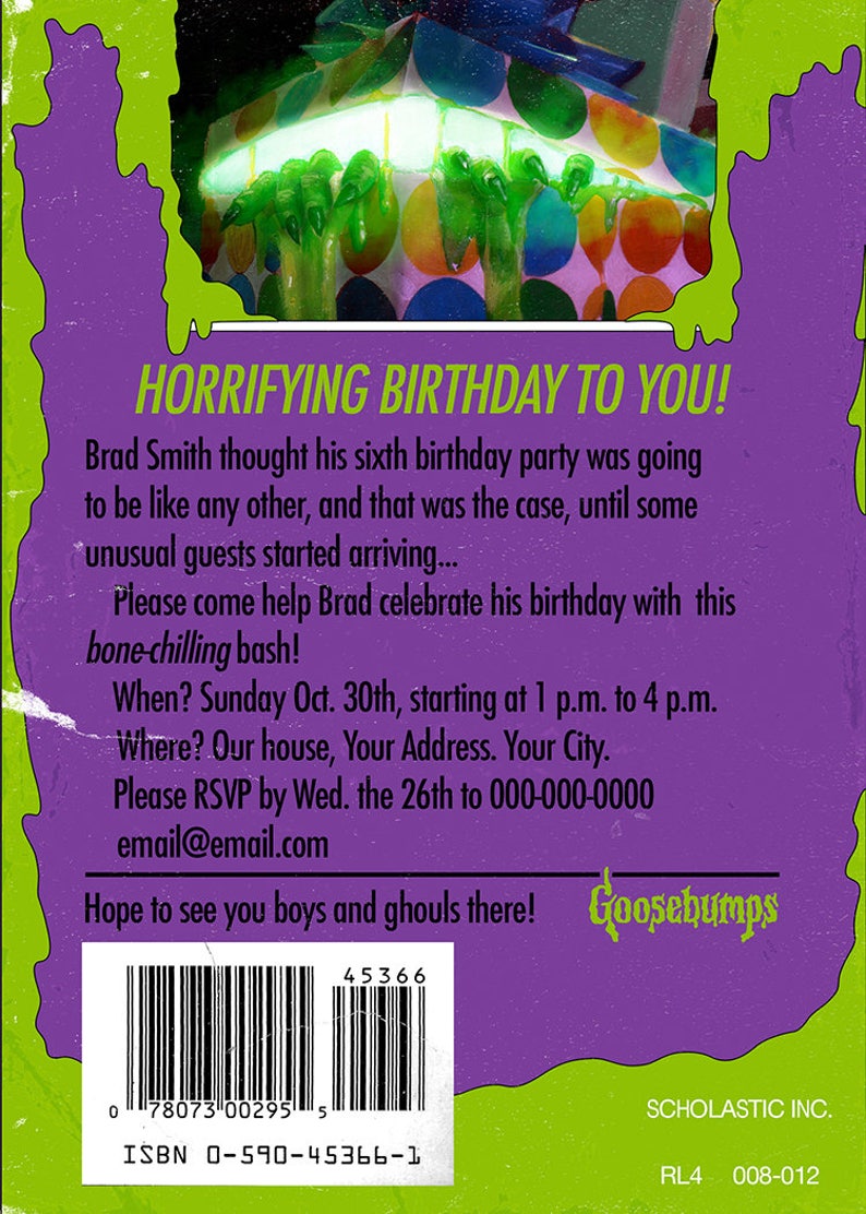 Goosebumps Birthday Party Invite Digital File Only - Etsy