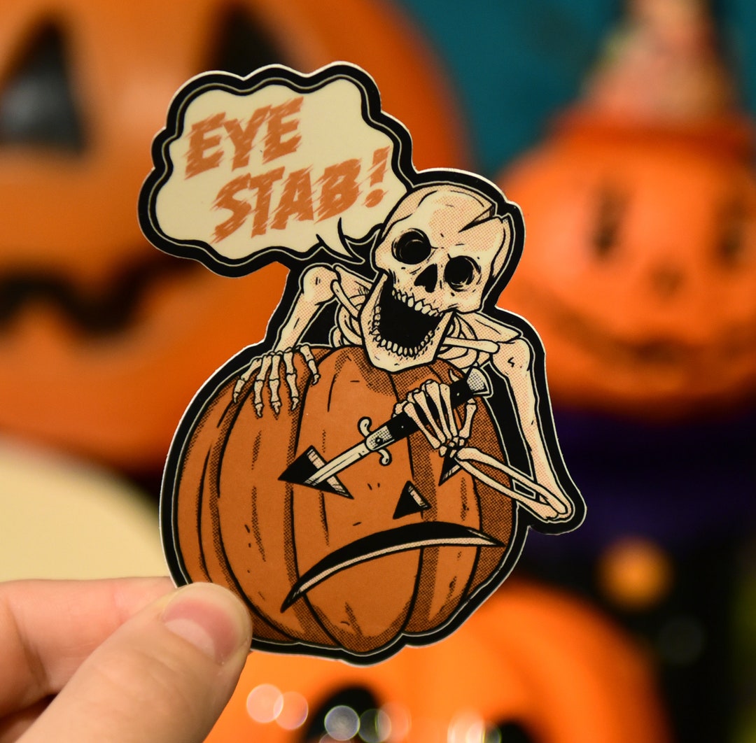 EYE STAB Jack-o'-lantern Sticker - Etsy