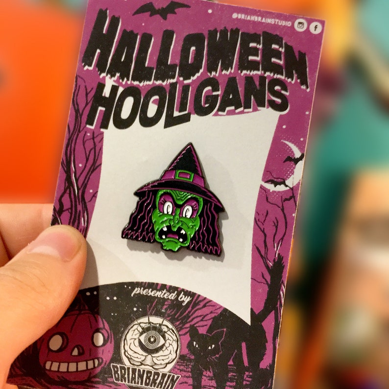 Witch Halloween Hooligan Enamel Pin - Etsy