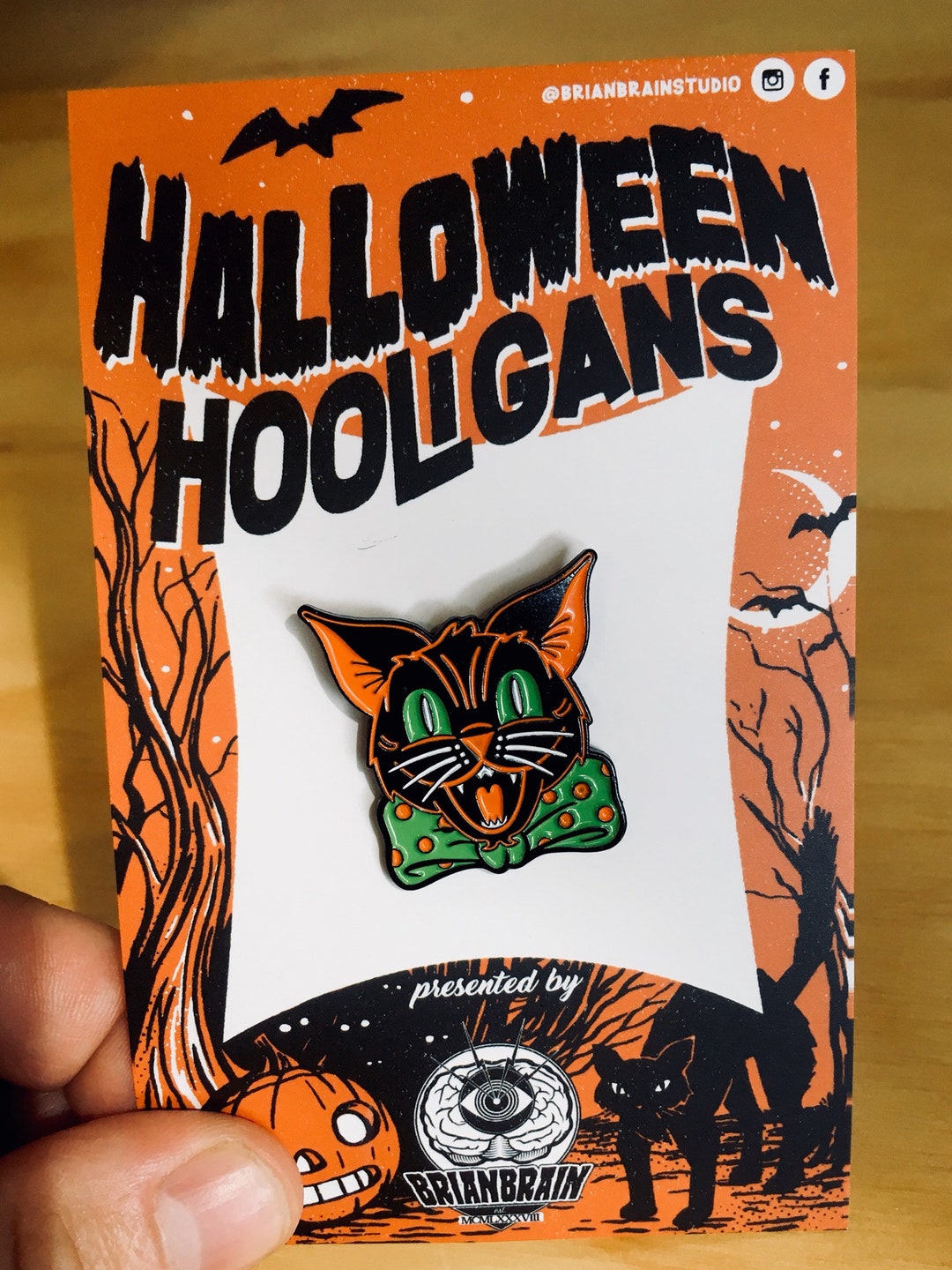 Black Cat Halloween Hooligan Enamel Pin - Etsy