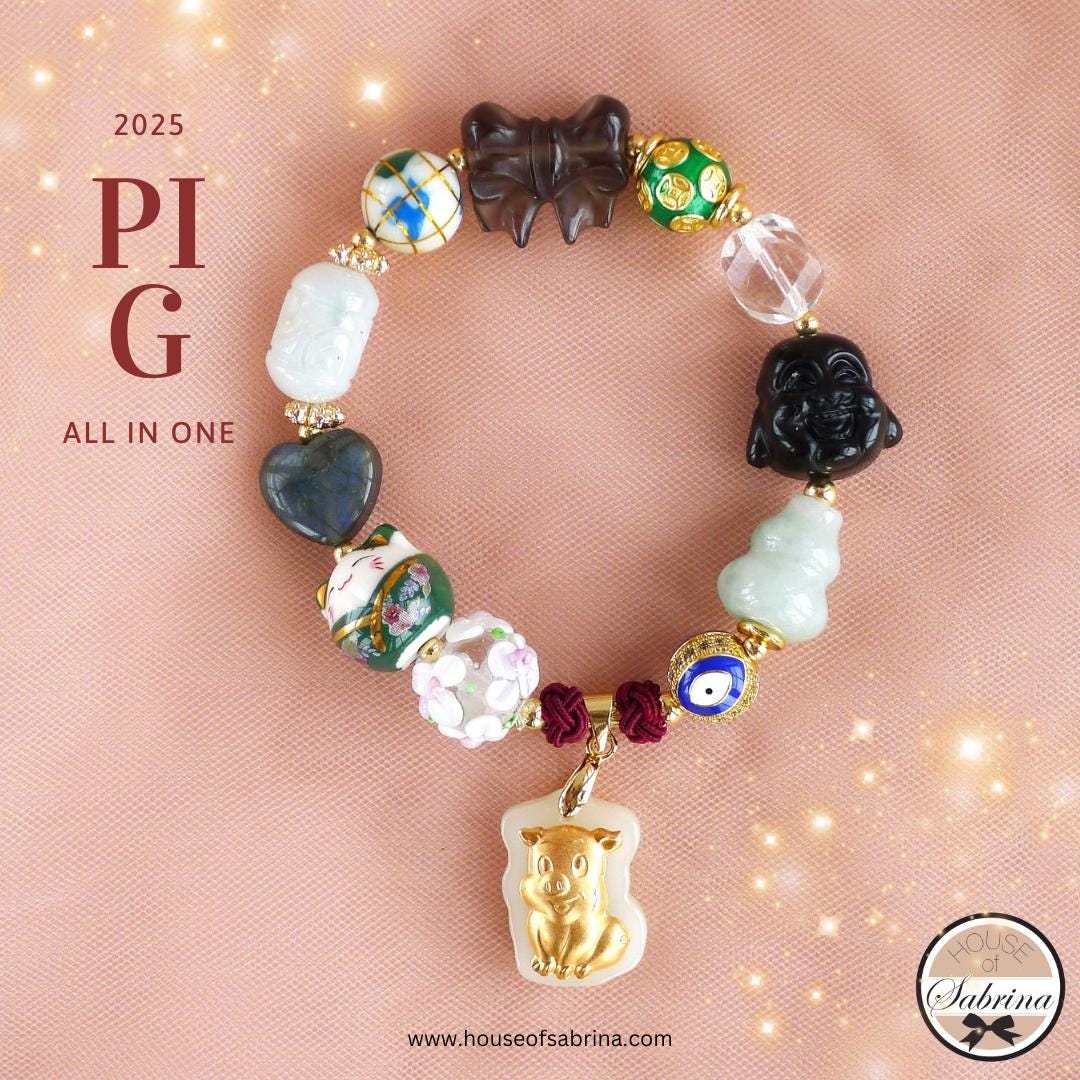 2025 BOAR / PIG All in One Zodiac Gemstone Lucky Charm Bracelet - Etsy