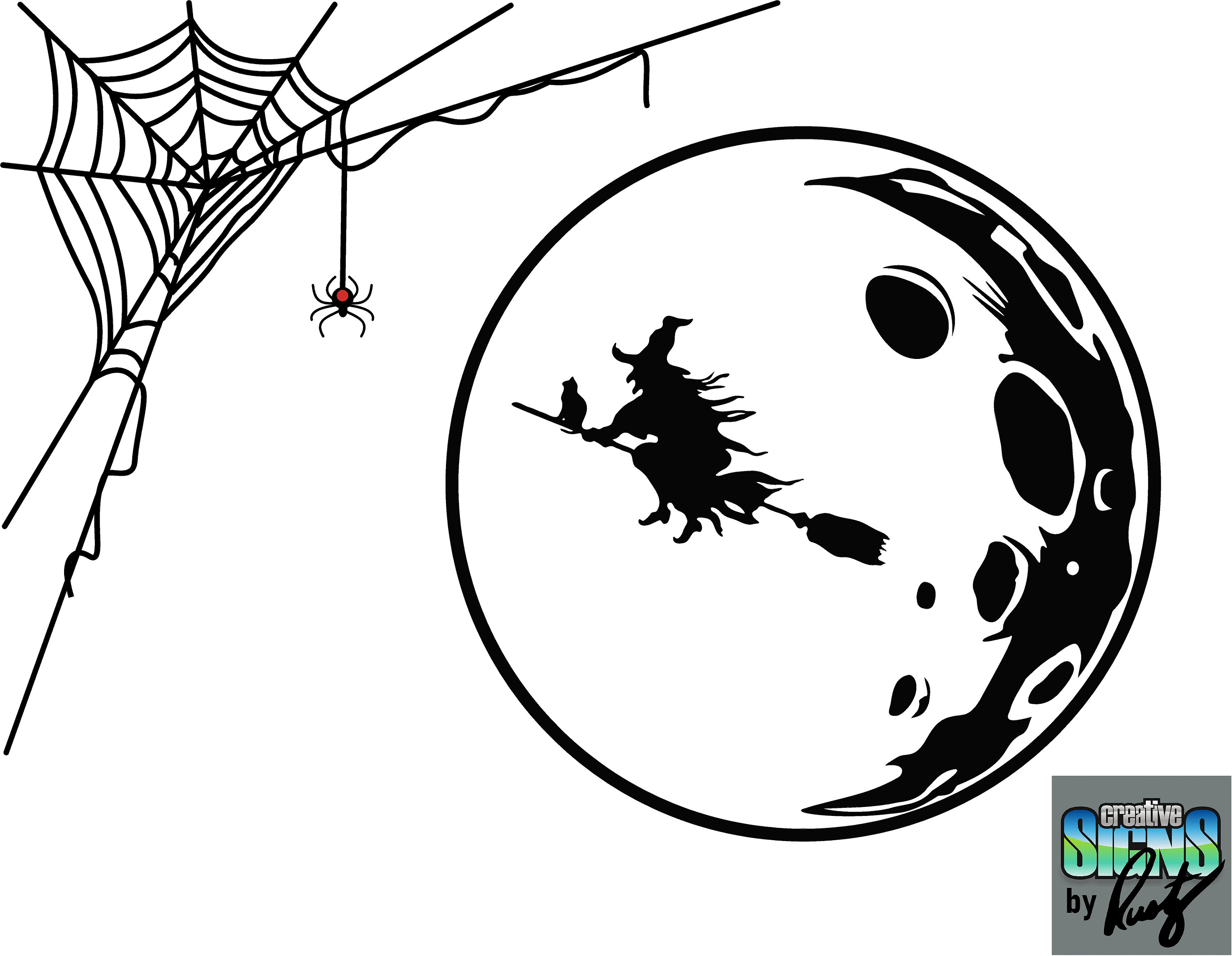 Vinyl Ready Halloween Spider Web Moon Vector Graphic - Etsy