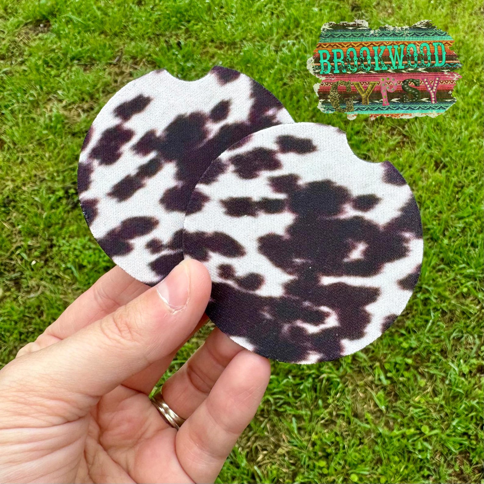 Cow Hide Car Coasters-cow Print Coasters-animal Print Accessories-auto ...