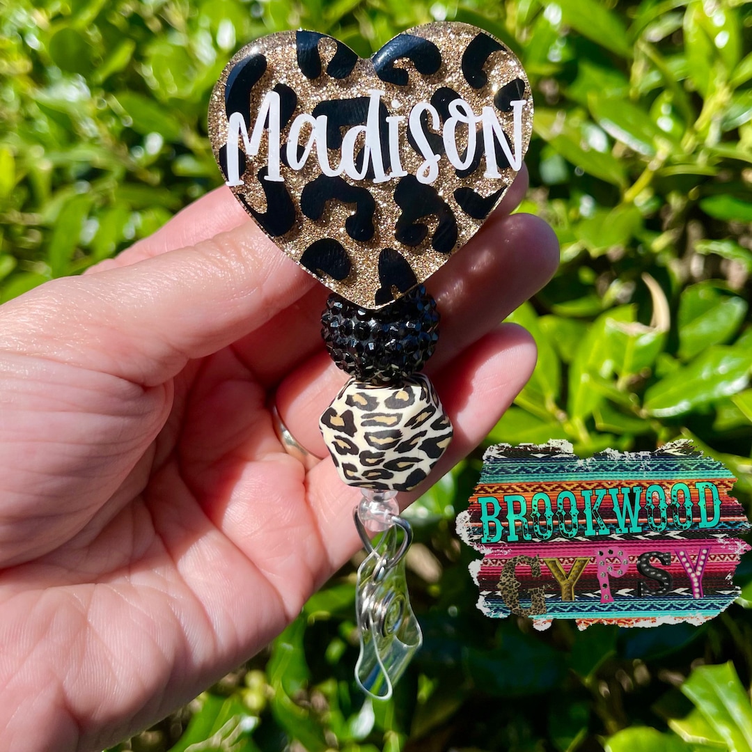 Leopard Badge Reel,leopard Print,heart Badge Reel,cute Badge Reel ...