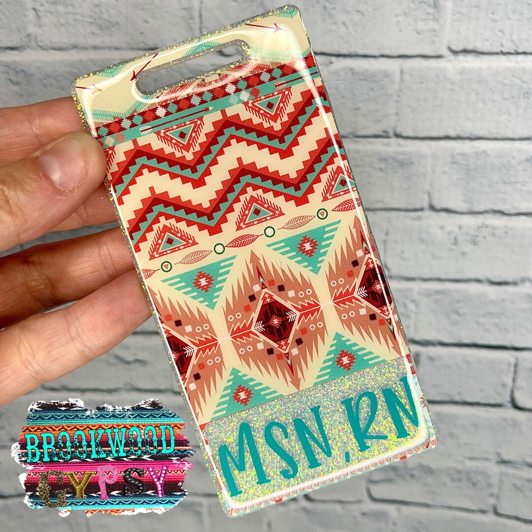 Badge Buddy, Nurses Badge, Aztec Print Badge Buddy, Custom Badge Buddy ...