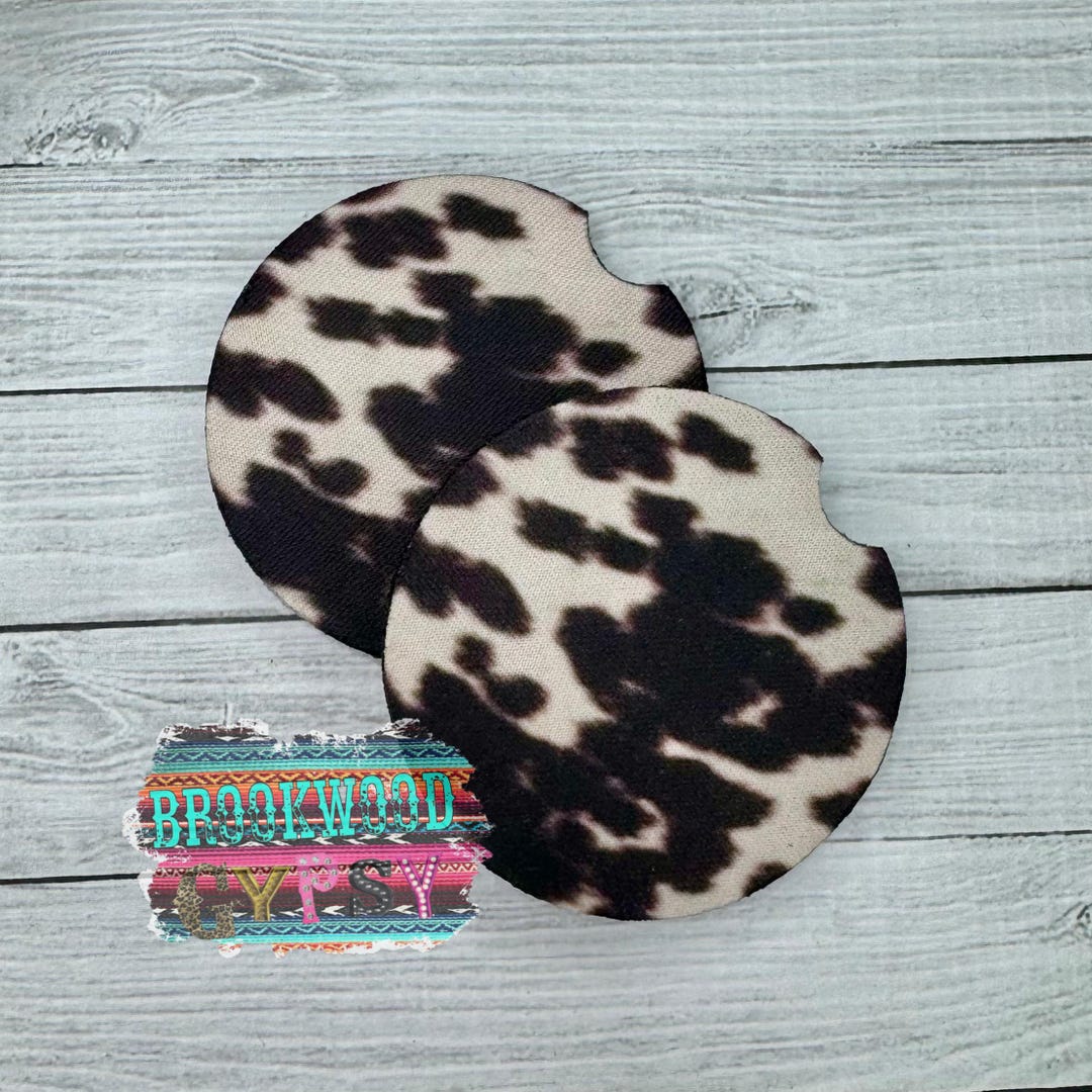 Cow Hide Car Coasters-cow Print Coasters-animal Print Accessories-auto ...