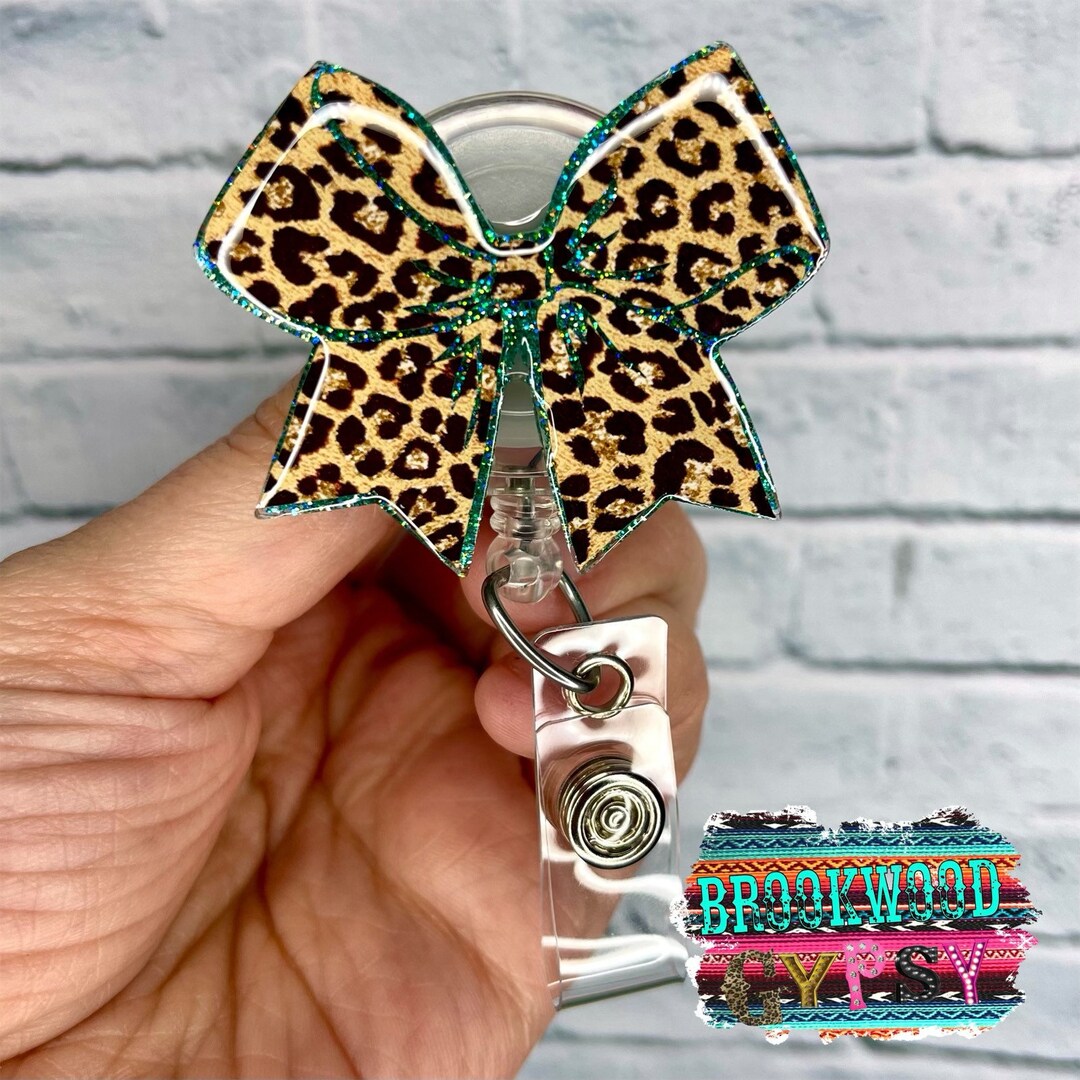 Leopard Badge Reel,bow Badge Reel,leopard Bow,glitter Badge Reel,oasis ...